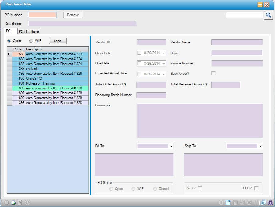 Create New Purchase Order