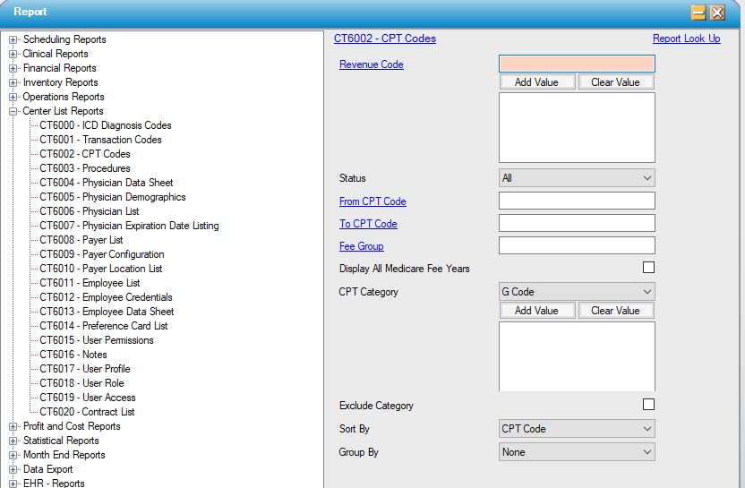 CT6002 – CPT Codes