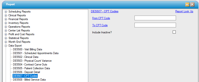DE5507 - CPT Codes