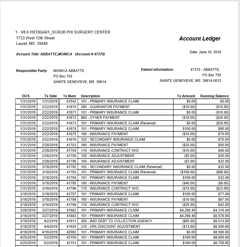 OP5000 – Account Ledger