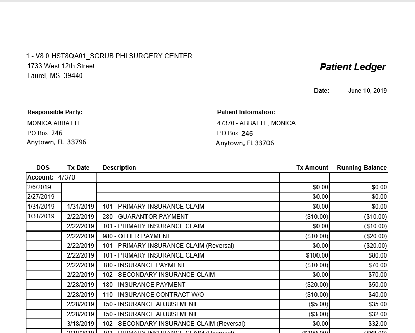 OP5010 — Patient Ledger